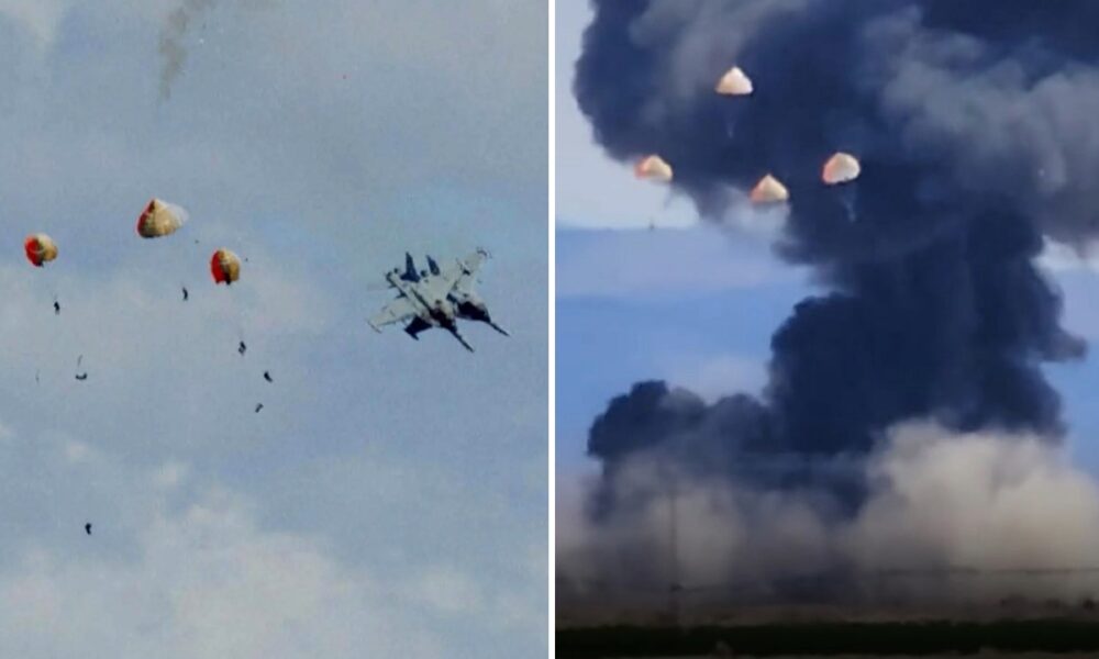 Pilots Eject Safely After Fighter Jets Collide Causing Explosion